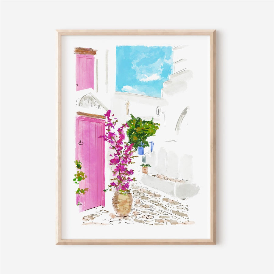 GREECE LOVES PINK TOO- Art Print – Rebecca Illustrated