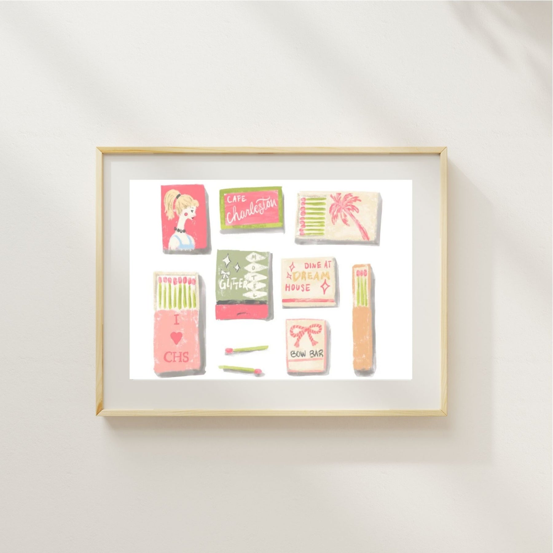 Charleston Matchbooks Art Print | Vintage-Inspired Pastel Illustration ...