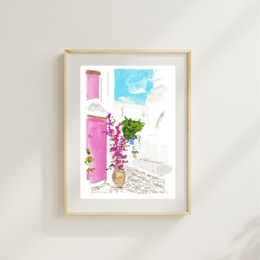 GREECE LOVES PINK TOO- Art Print – Rebecca Illustrated